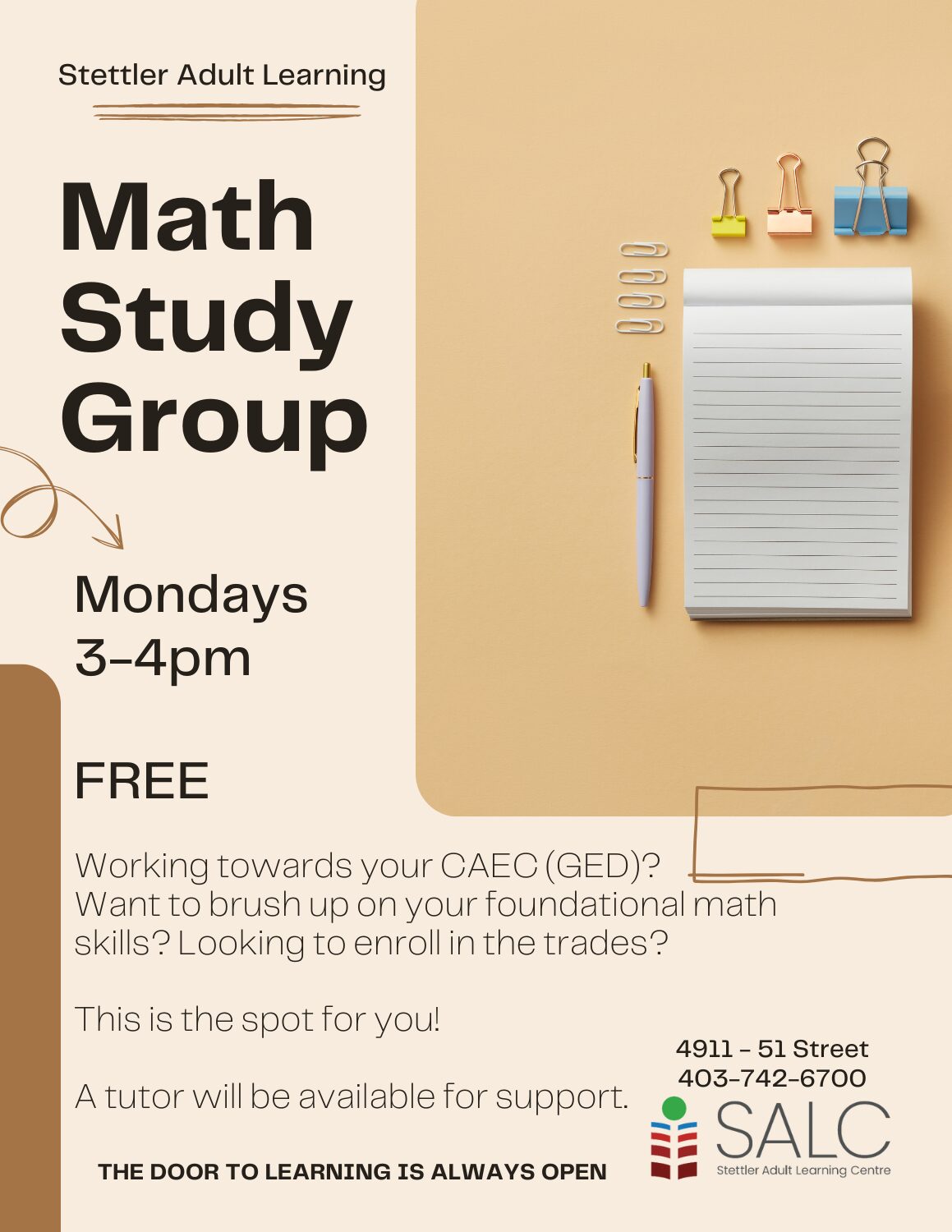 Math Drop-In - Stettler Adult Learning Centre