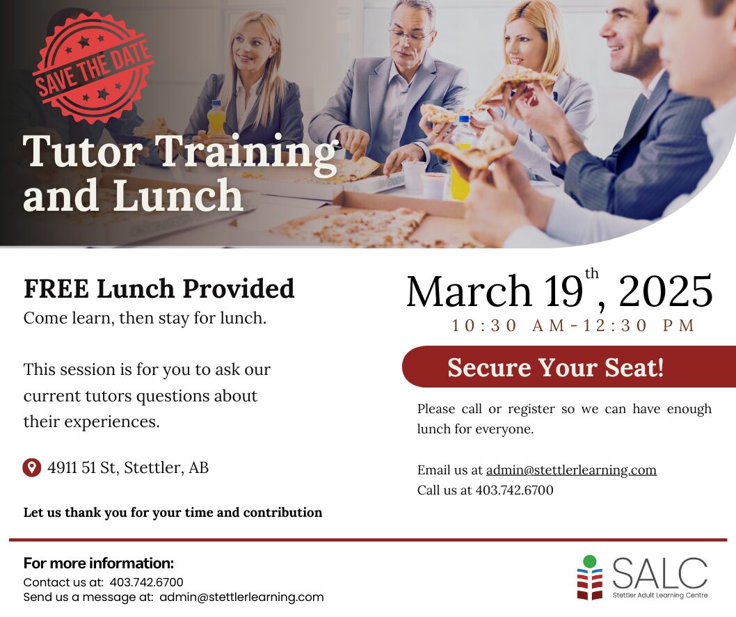 Tutor Training & Lunch - Stettler Adult Learning Centre
