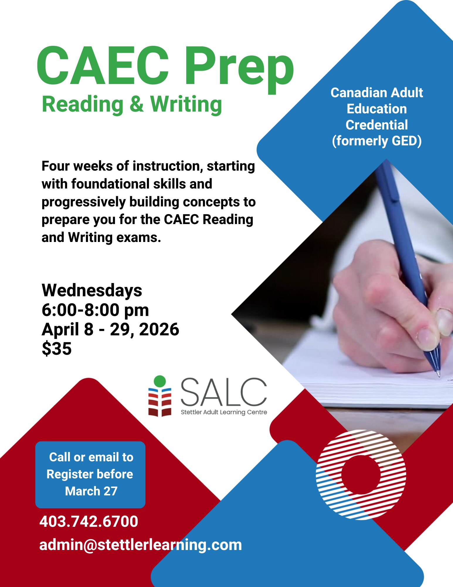 CAEC Prep Reading & Writing – Class 4 of 4 - Stettler Adult Learning Centre